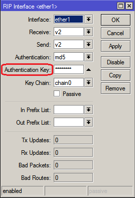 RIP Authentication Key - Forwarding Protocols - MikroTik community forum