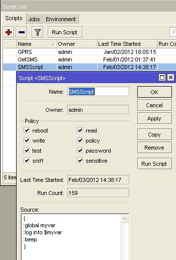 How initialized a variable by SMS ?? - Scripting - MikroTik community forum