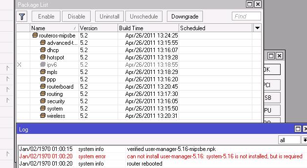 Cannot install usermanager - The User Manager - MikroTik community forum