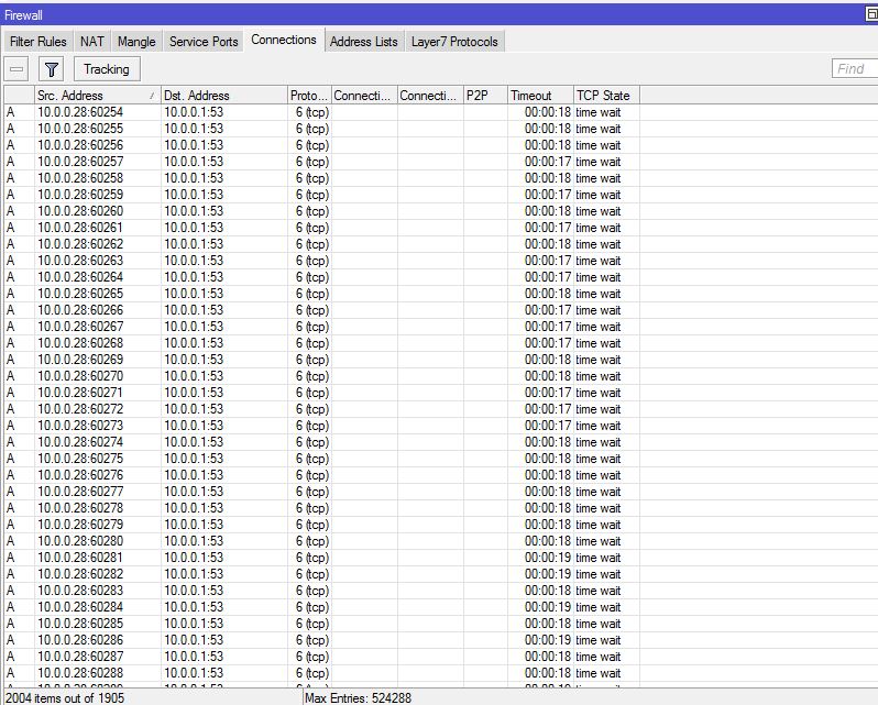 Way to many connections - General - MikroTik community forum