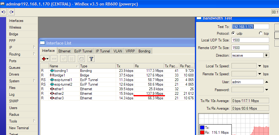 BUG interface bandwidth display - General - MikroTik community forum