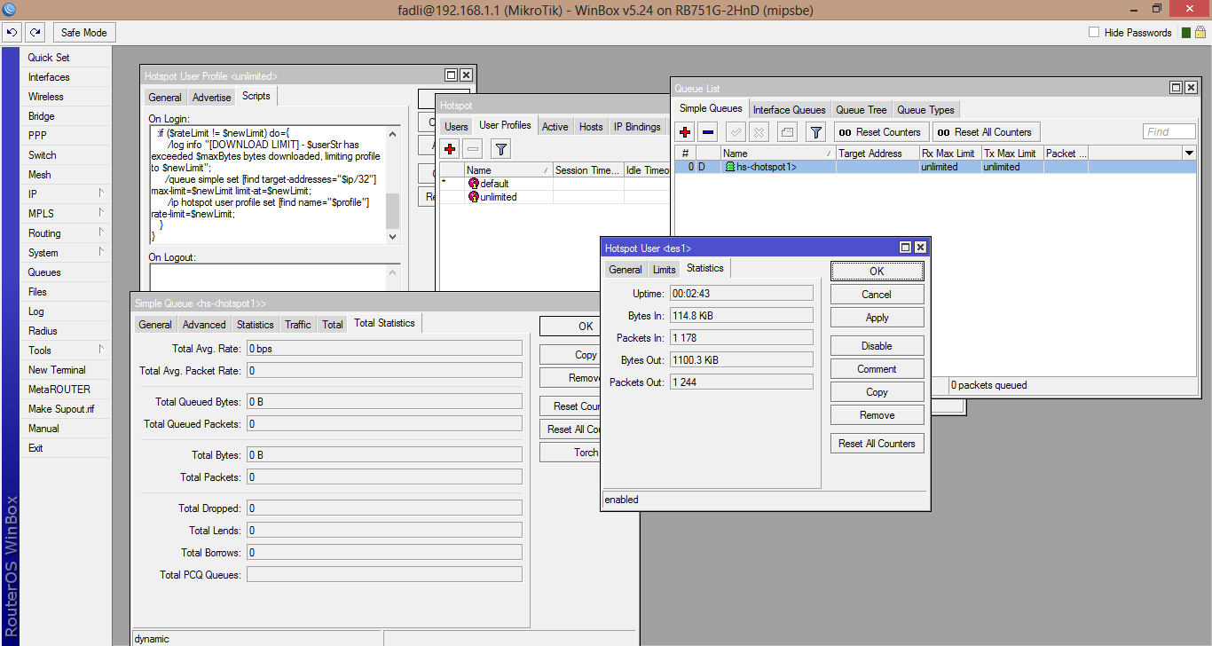 dynamic user profile change using script - Scripting - MikroTik community forum