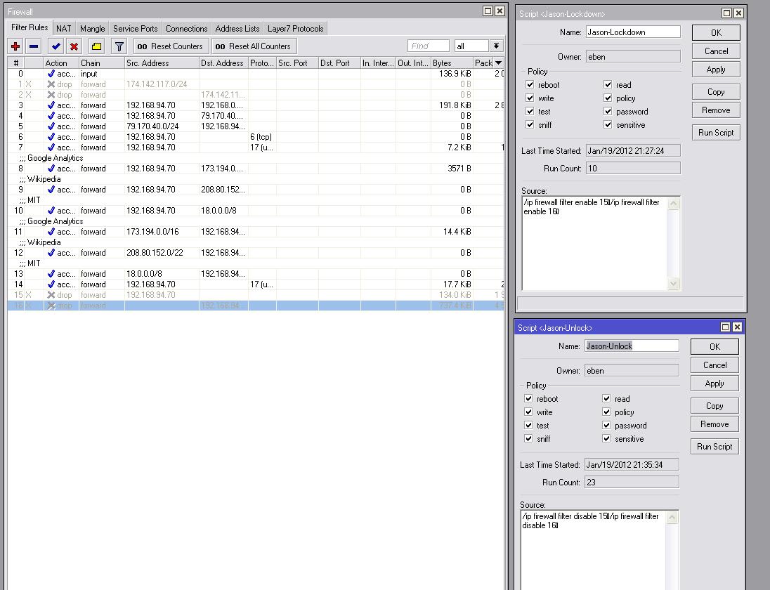 Unable to enable of disable filter rules - Scripting - MikroTik community forum