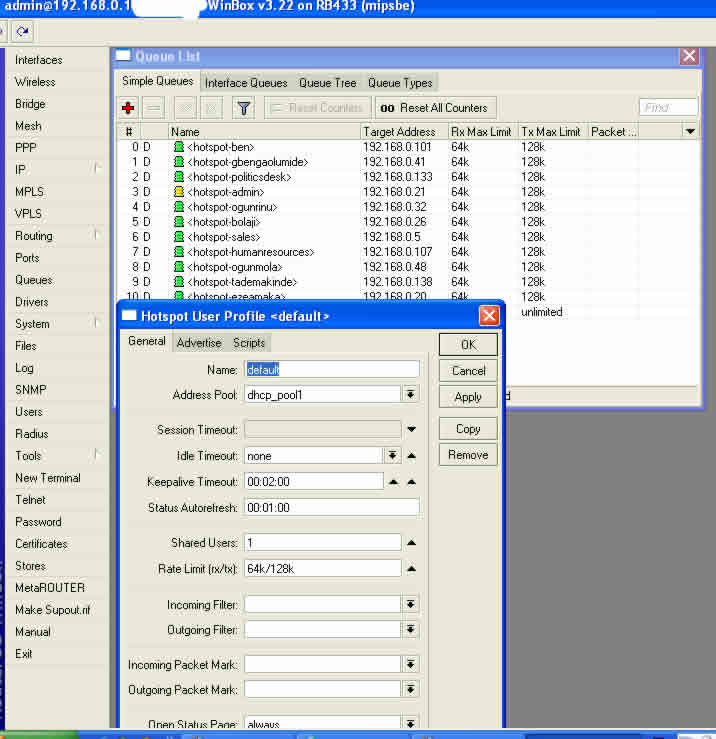 Queue list and Hotspot user profile - Beginner Basics - MikroTik community forum