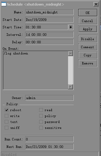 How to set on "scheduler"? - General - MikroTik community forum
