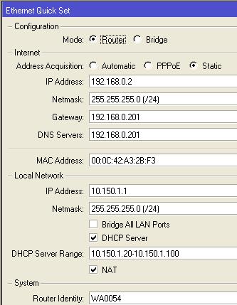 Set hotpot on RB750 using ADLS connection - Beginner Basics - MikroTik community forum