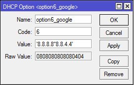 DHCP option 6 - Beginner Basics - MikroTik community forum