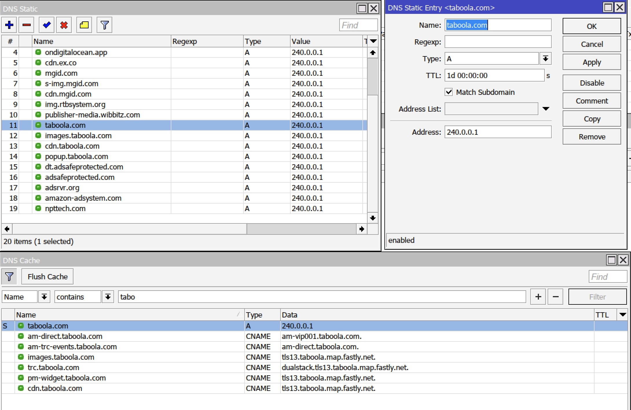 Match subdomain option in static dns doesn't work - General - MikroTik community forum