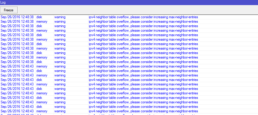 How to fix IPv4 neighbor Table Overflow - General - MikroTik community forum