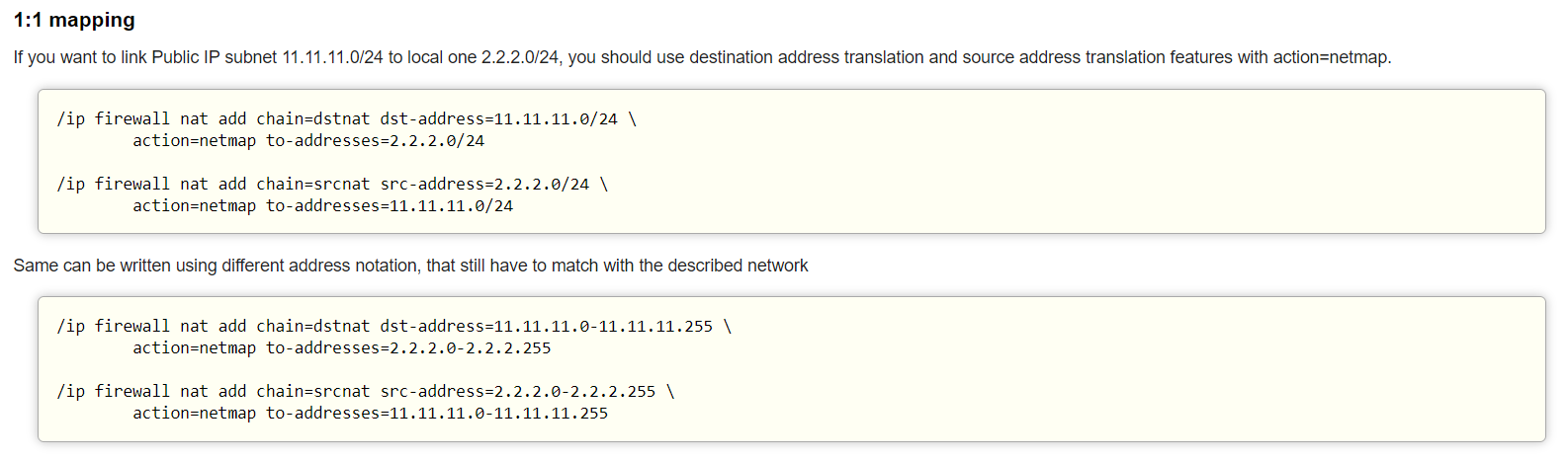 NAT 1:1 Questions - Beginner Basics - MikroTik community forum