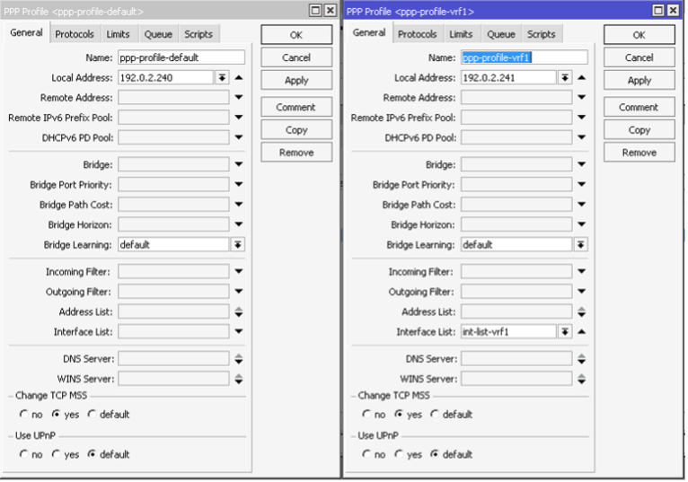 Mikrotik as LNS role and adding PPP session routes into a VRF ...