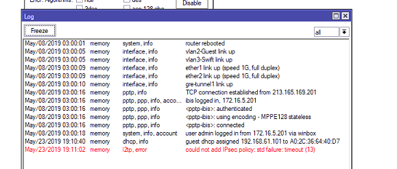 Mikrotik lose IPSec settings after power failure - General - MikroTik ...