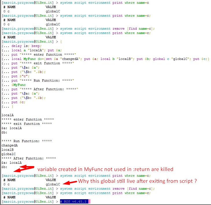 Passing variables to functions - Scripting - MikroTik community forum