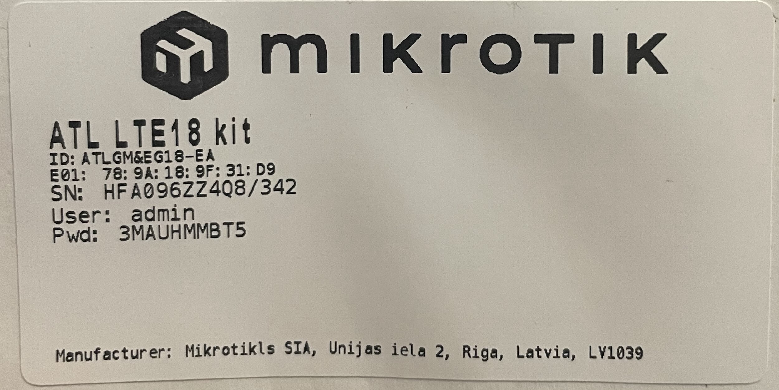 Default password sticker wrong!!! - MikroTik hardware general ...