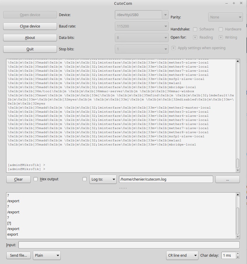 Serial connection: garbled output: spaces? - General - MikroTik community forum
