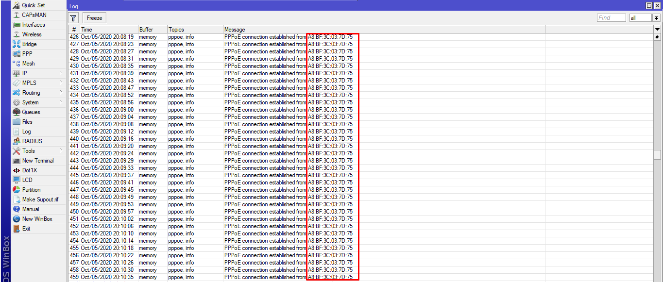 Log pppoe,info - General - MikroTik community forum