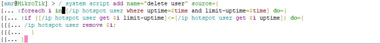 script to delete hotspot users after reaching uptime - Scripting - MikroTik community forum
