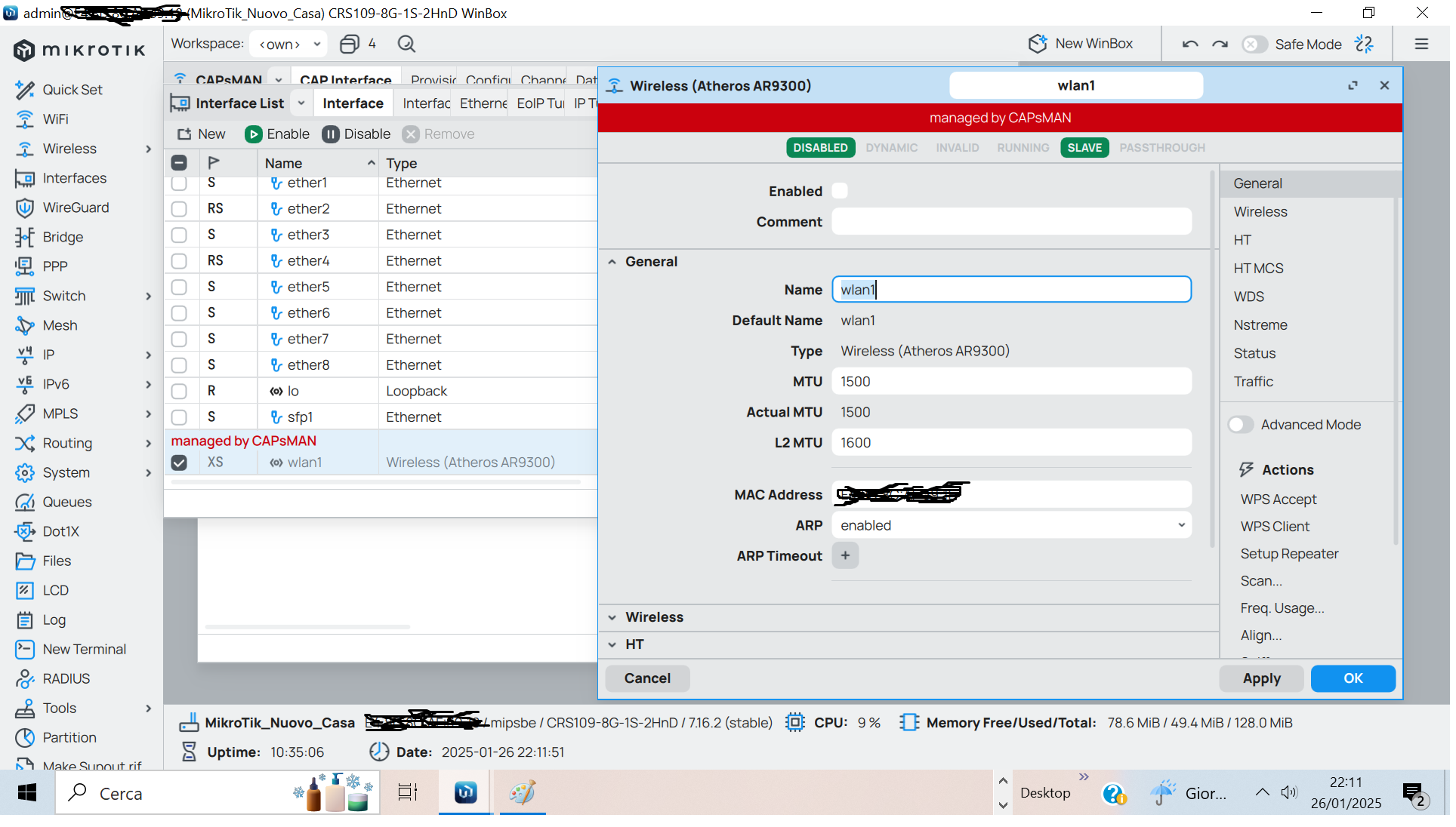 Enable wireless wlan1 for a CRS109 cAP - Beginner Basics - MikroTik ...