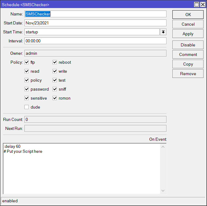 how to reboot for more than 1 minute - Scripting - MikroTik community forum