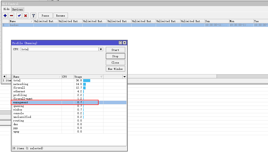 high management cpu load when enable kid control - Beginner Basics ...