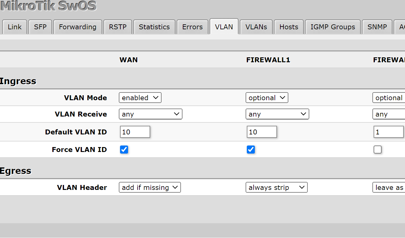 How to add a VLAN tag on the WAN egress, RB260GS - SwOS - MikroTik ...