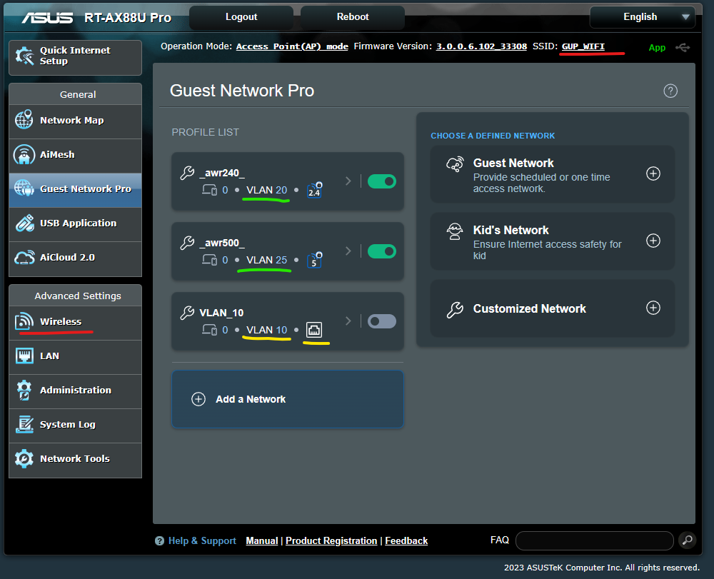 Setting up VLANs on RB5009 with an ASUS RT-AX88U Pro as access point ...
