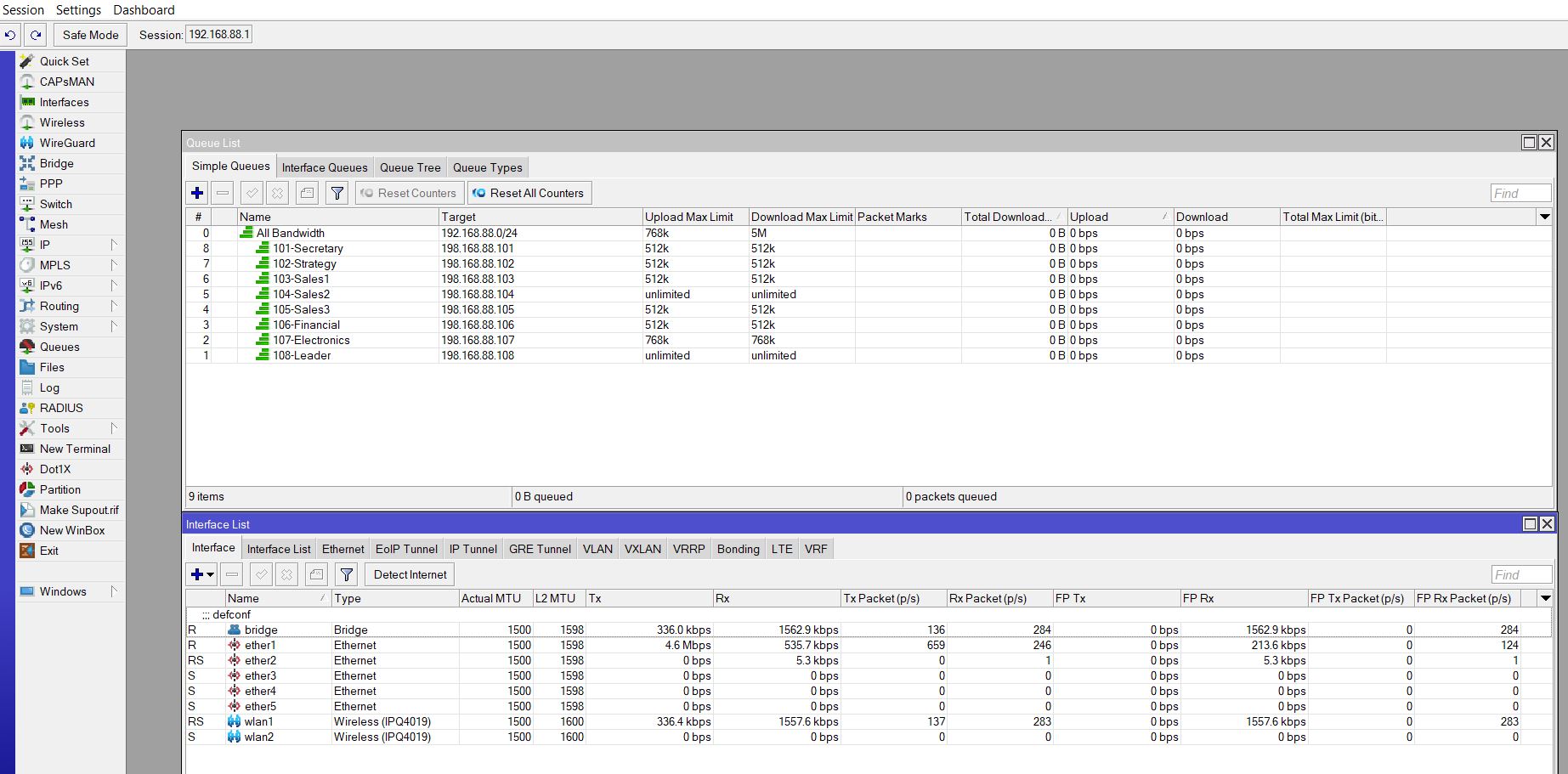 The queue data rate for all uploads and downloads is zero - Beginner Basics - MikroTik community ...