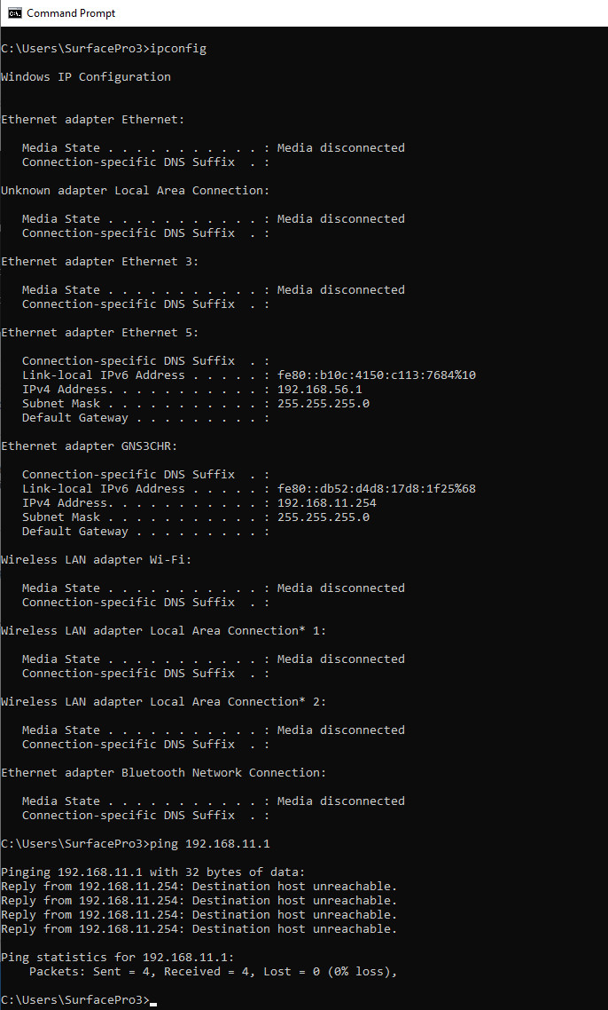 GNS3 CHR with MS Loopback adaptor - Virtualization - MikroTik community forum
