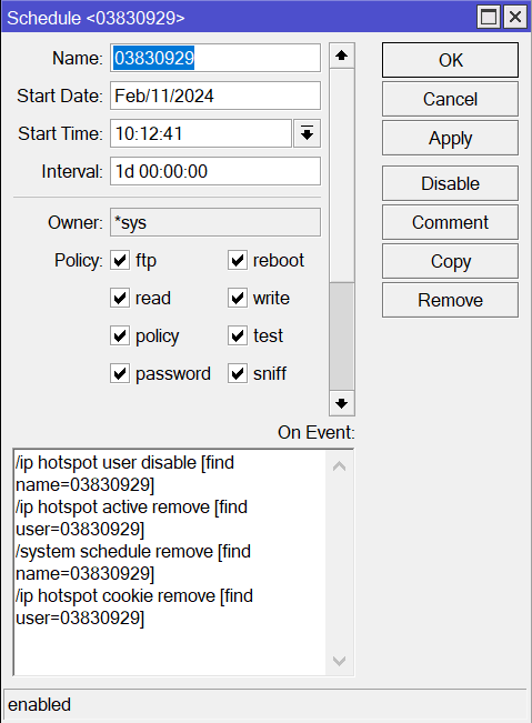Help script run at startup to run previous scheduler - Scripting - MikroTik community forum
