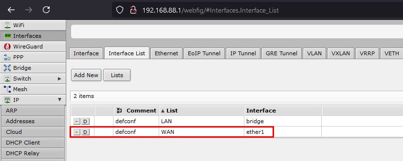 hAP ax3: change default internet port ether1 to ether2 - Beginner Basics - MikroTik community forum