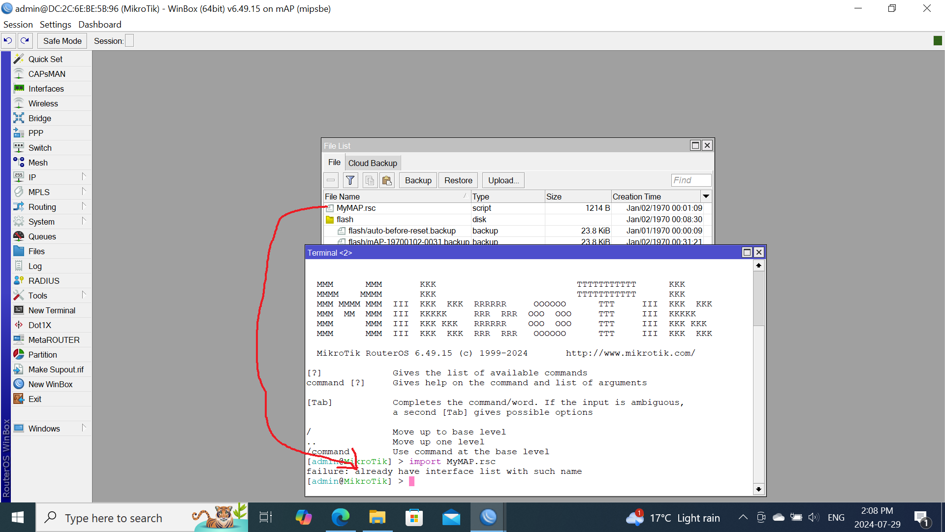 Trouble Loading RSC File - Beginner Basics - MikroTik community forum