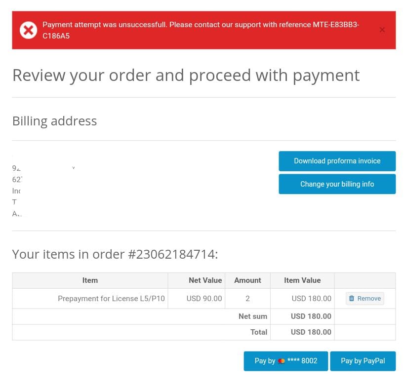Payment For Chr License Failed Virtualization Mikrotik Community Forum