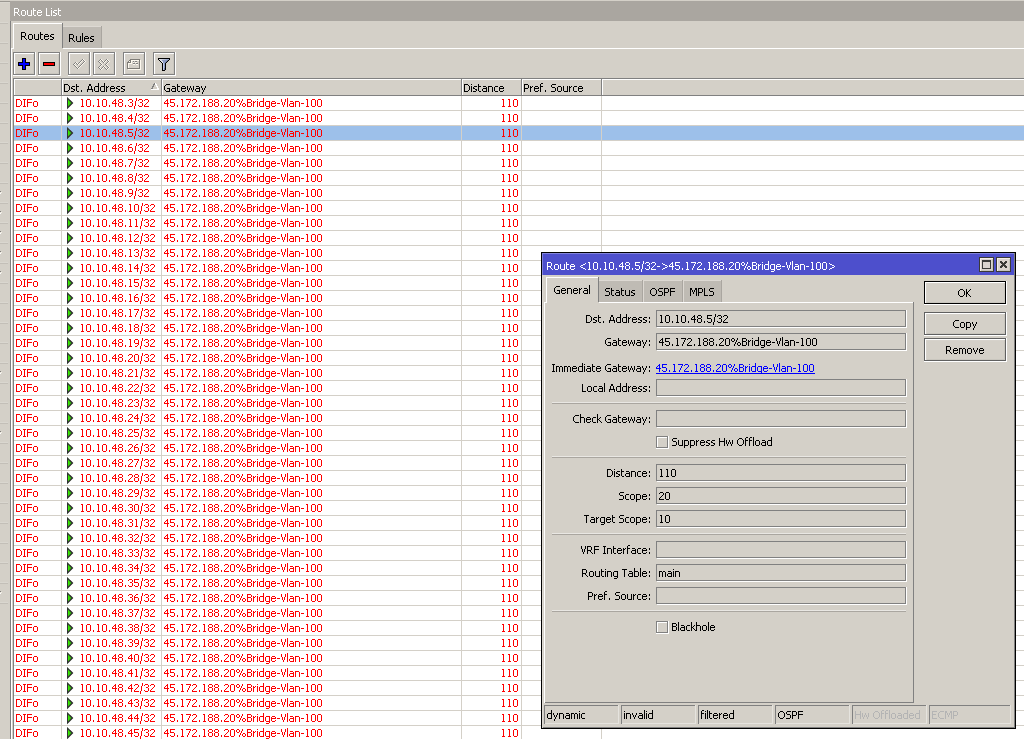 OSPF error on Gateway Format - Forwarding Protocols - MikroTik community forum