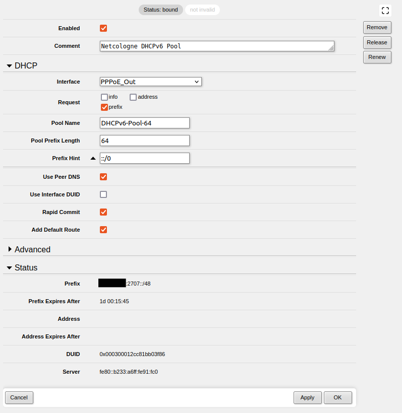 IPv6 Prefix Delegation PPPoE with VLANs - Beginner Basics - MikroTik community forum