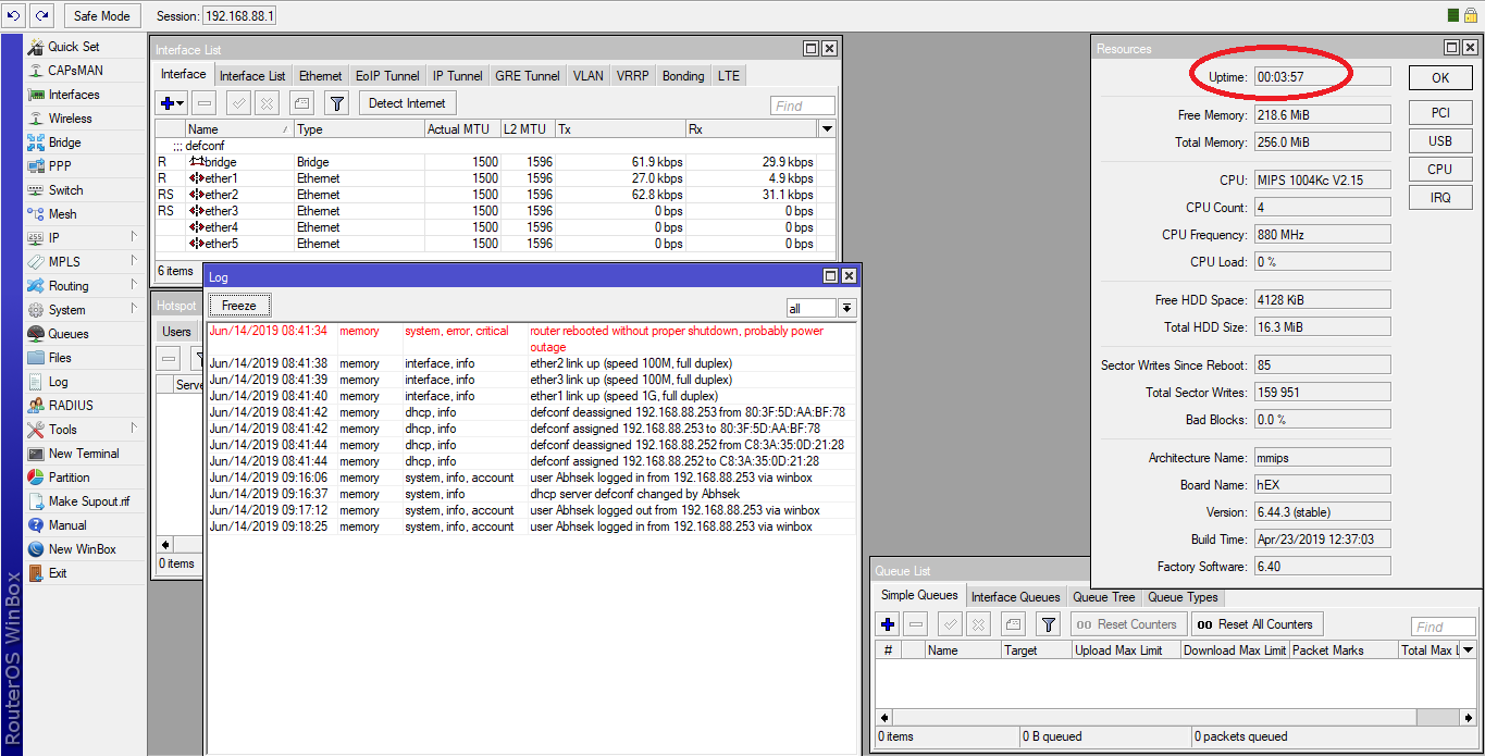 router rebooted without proper shutdown, probably power outage ...