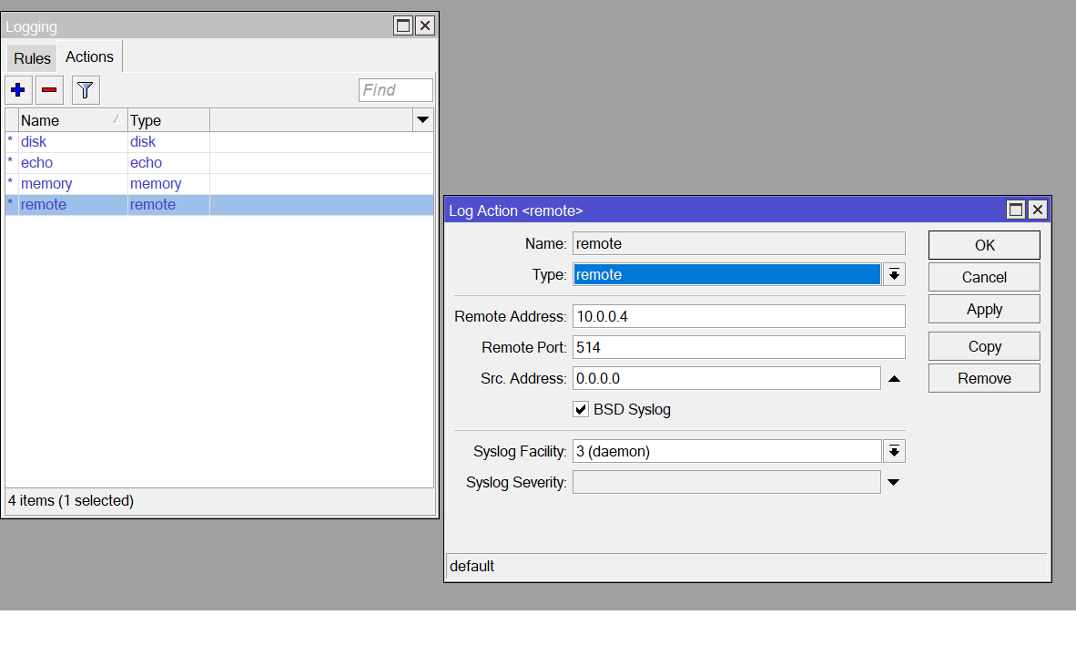 Logging to a remote Syslog server, default settings - General ...