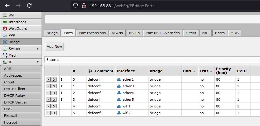 hAP ax3: change default internet port ether1 to ether2 - Beginner Basics - MikroTik community forum