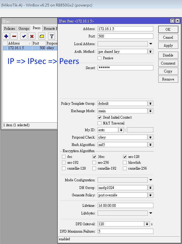 2 RouterBoard IPsec connection setup need help - Beginner Basics - MikroTik community forum