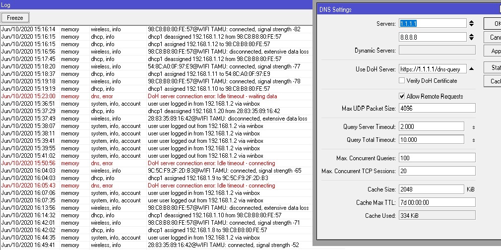 DoH server connection error, idle time out connecting - General ...